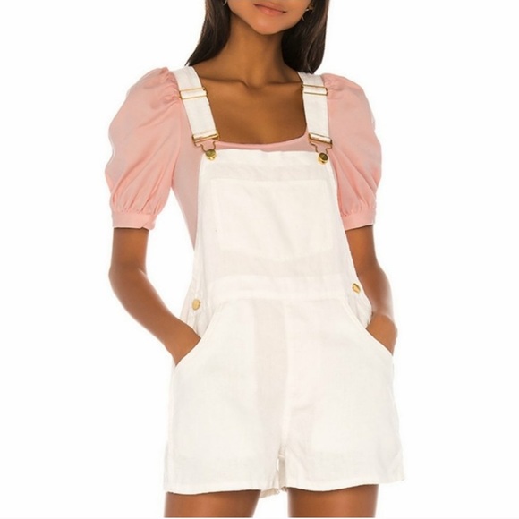 WeWoreWhat | Pants & Jumpsuits | Weworewhat Short Linen Overalls White ...